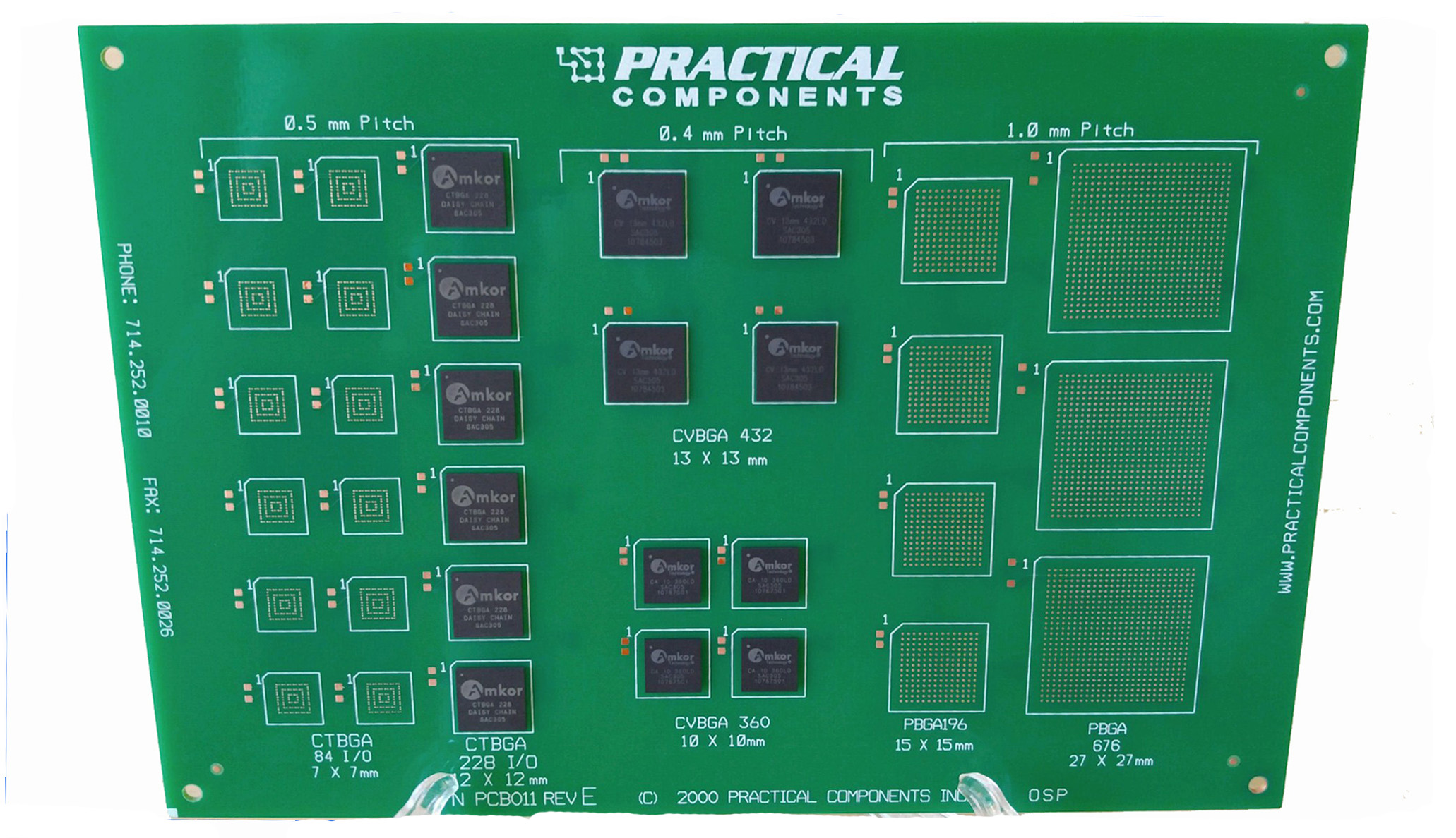 Examples of assembled PCB test boards.